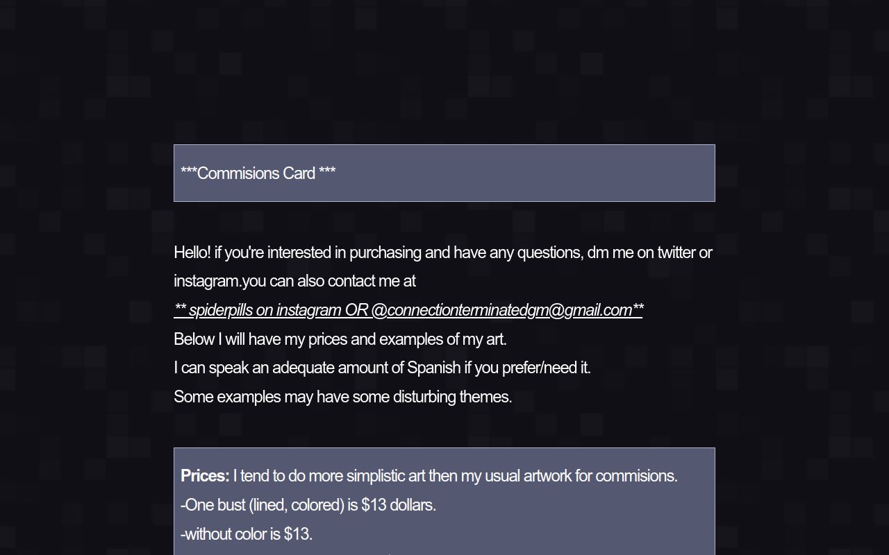 Commisions Card